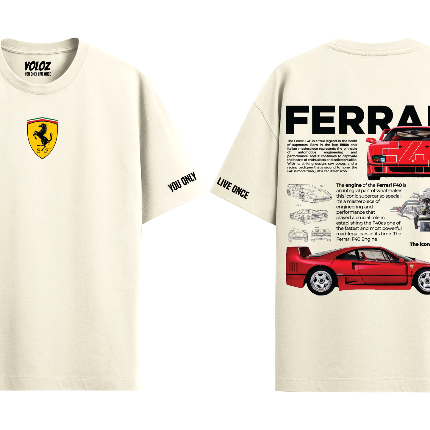 FERRARI OFF-WHITE OVERSIZED T-SHIRT – YOLOZ
